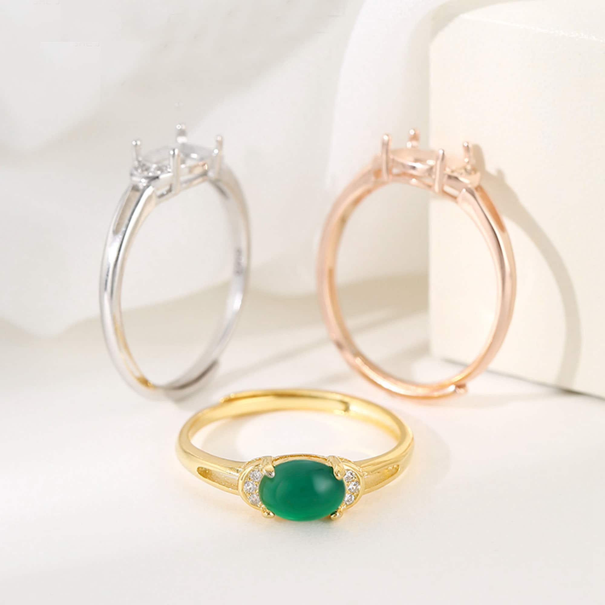 Sterling Silver Ring Setting s925 Silver Oval Bezel Cup | Etsy