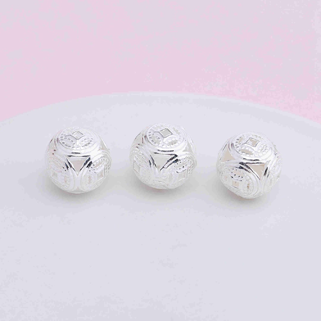 Sterling Silver Round Coin Beads, Currency Bead, Money Bead, Wealth ...