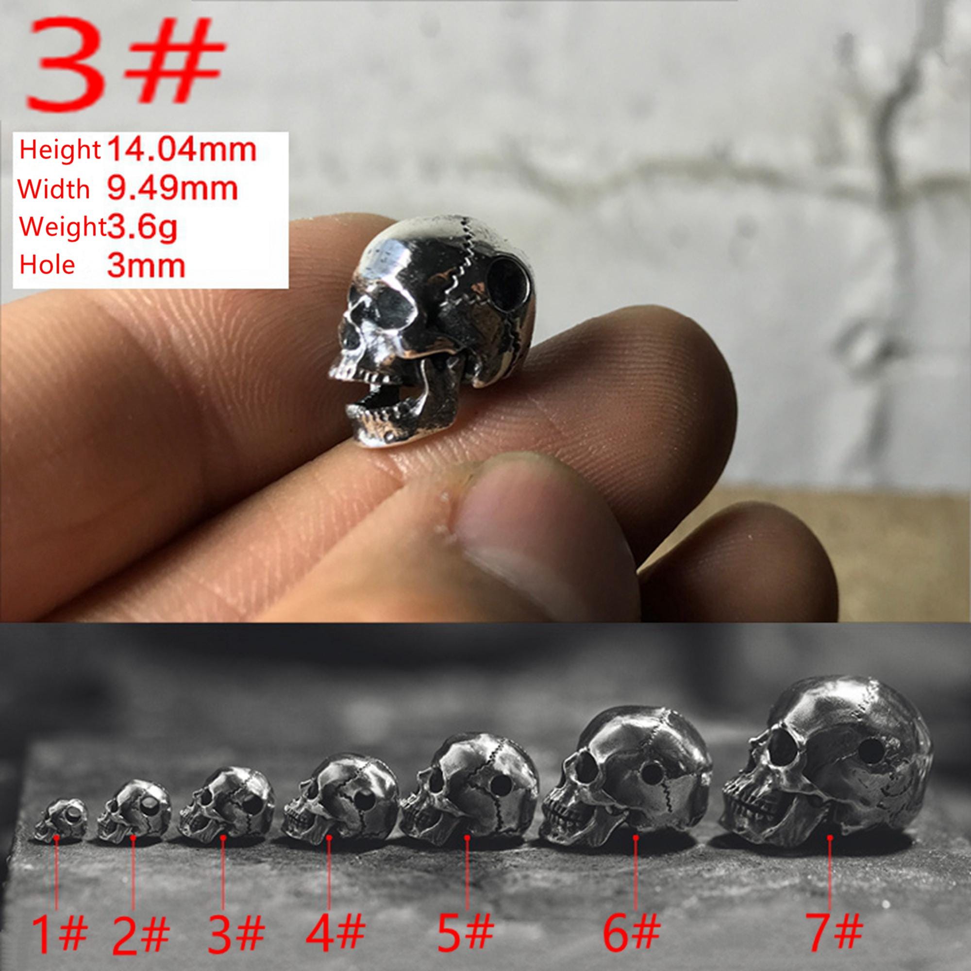 Sterling Silver Skull Beads, Jack Skellington Bead, Skeleton Ring Bead ...