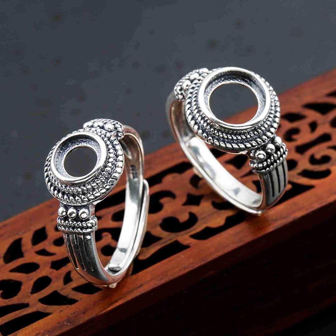 Sterling Silver Ring Setting, S925 Silver Round Bezel Cup Setting ...