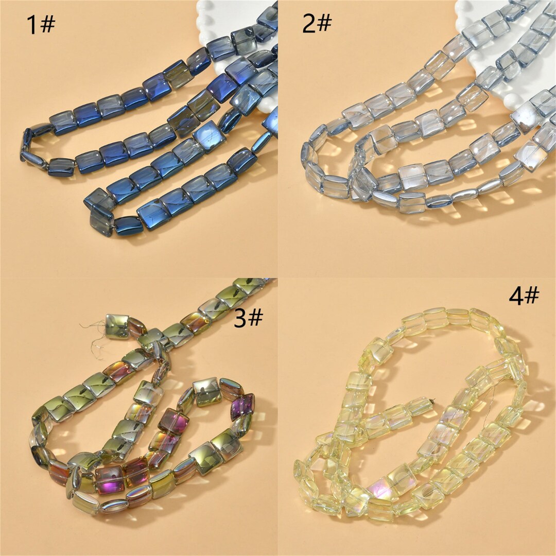 Shiny Crystal Flat Square Beads, Geometric Bead for Jewelry Making ...