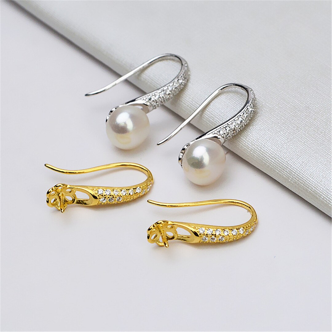 Sterling Silver Earring Settings, CZ High Heels Shoe Hook Earrings ...