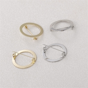 14K Gold Plated Round Brooch Pin, Hollow Circle Brooch, Safety Pin ...