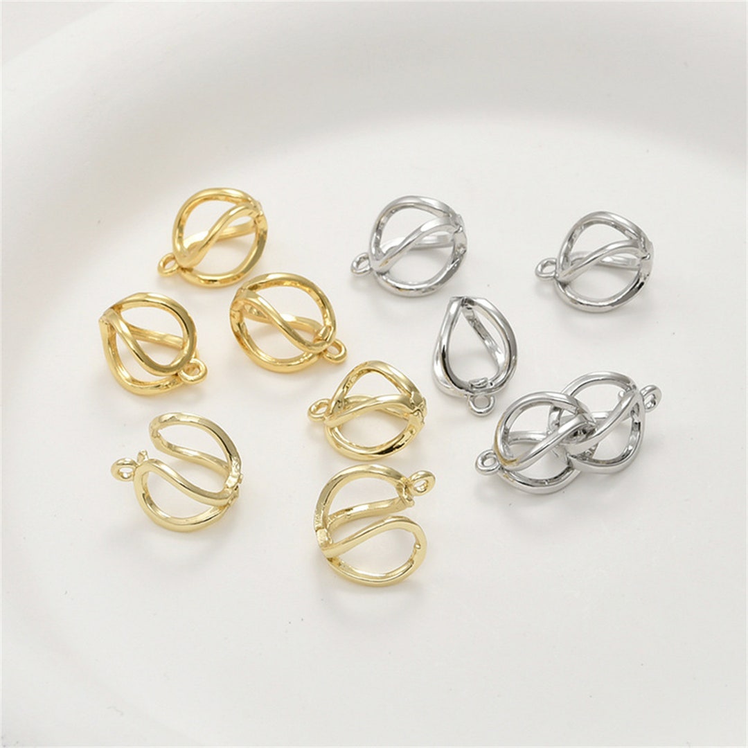 14K Gold Plated Pearl Enhancer Clip, Gold Tone Blank Bail for Bracelet ...