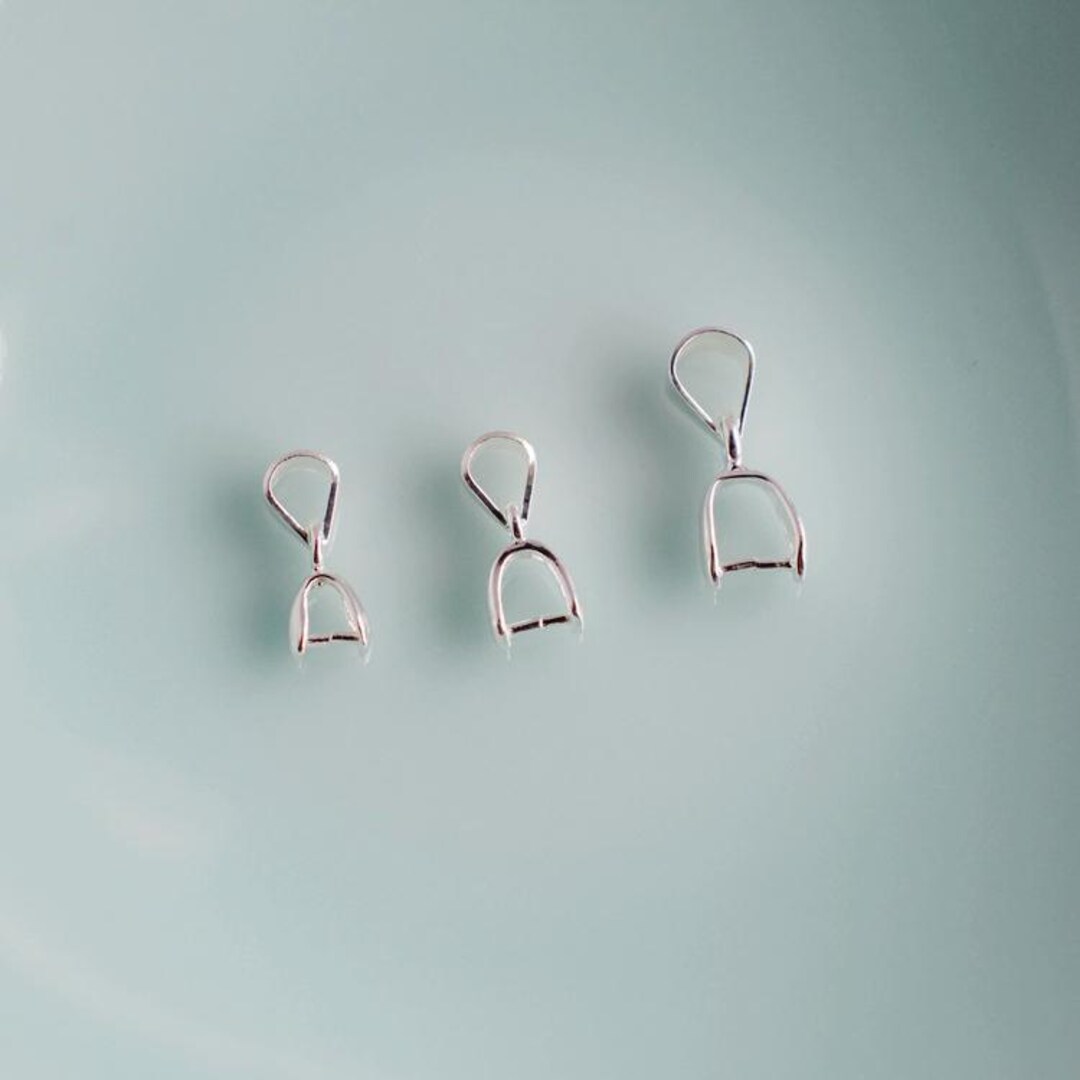 Sterling Silver Pinch Bails, S925 Silver Charm Pinch Bail for Jewelry Making Supplies, Pendant ...