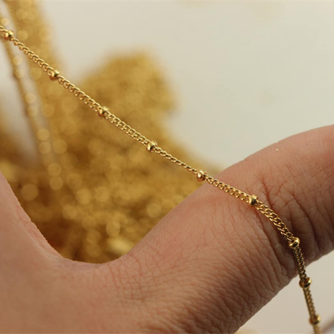 14K Gold Filled Ball Bead Chain With Spring Ring Clasp, Gold Filled ...