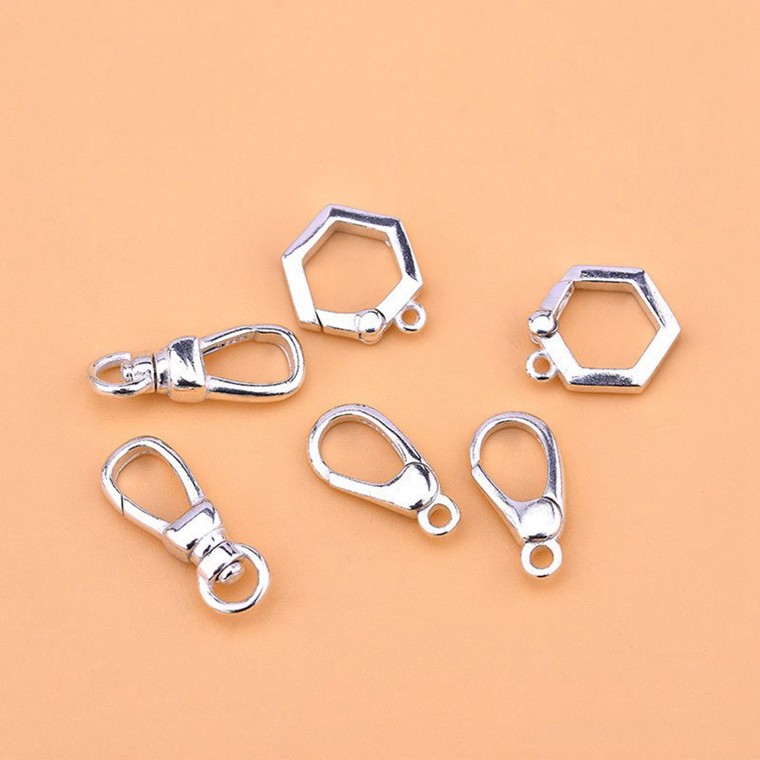 Sterling Silver Lobster Clasp, S925 Silver Hexagon Trigger Clasps for ...