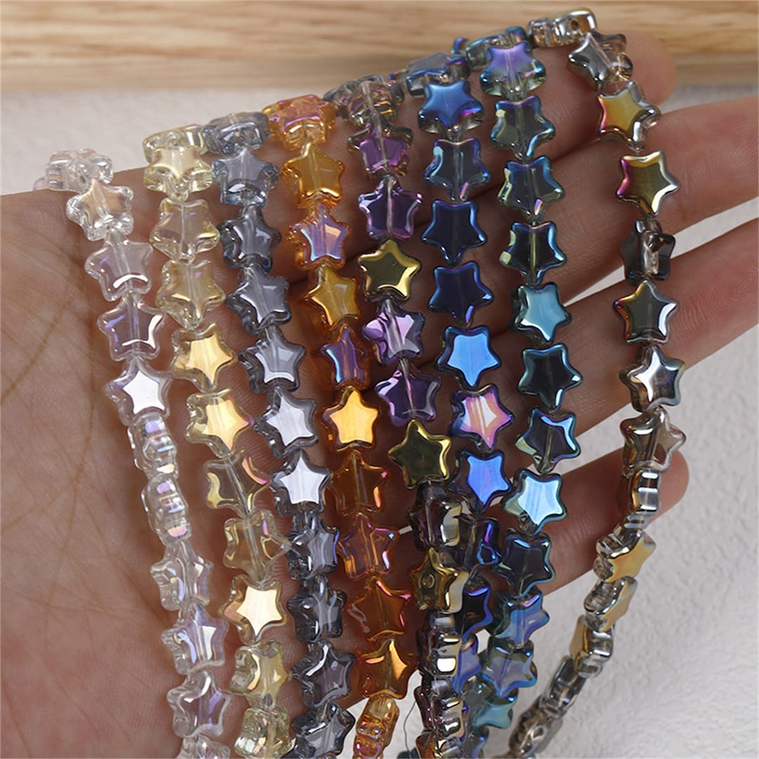 Crystal Glass Star Beads Full Strands, Multicolored Bead, Jade Glass ...