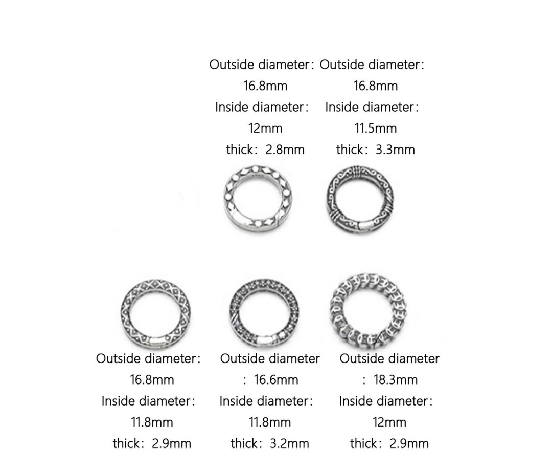 Sterling Silver Flower Round Push Clasp, Silver Ring Hinged Clasp ...