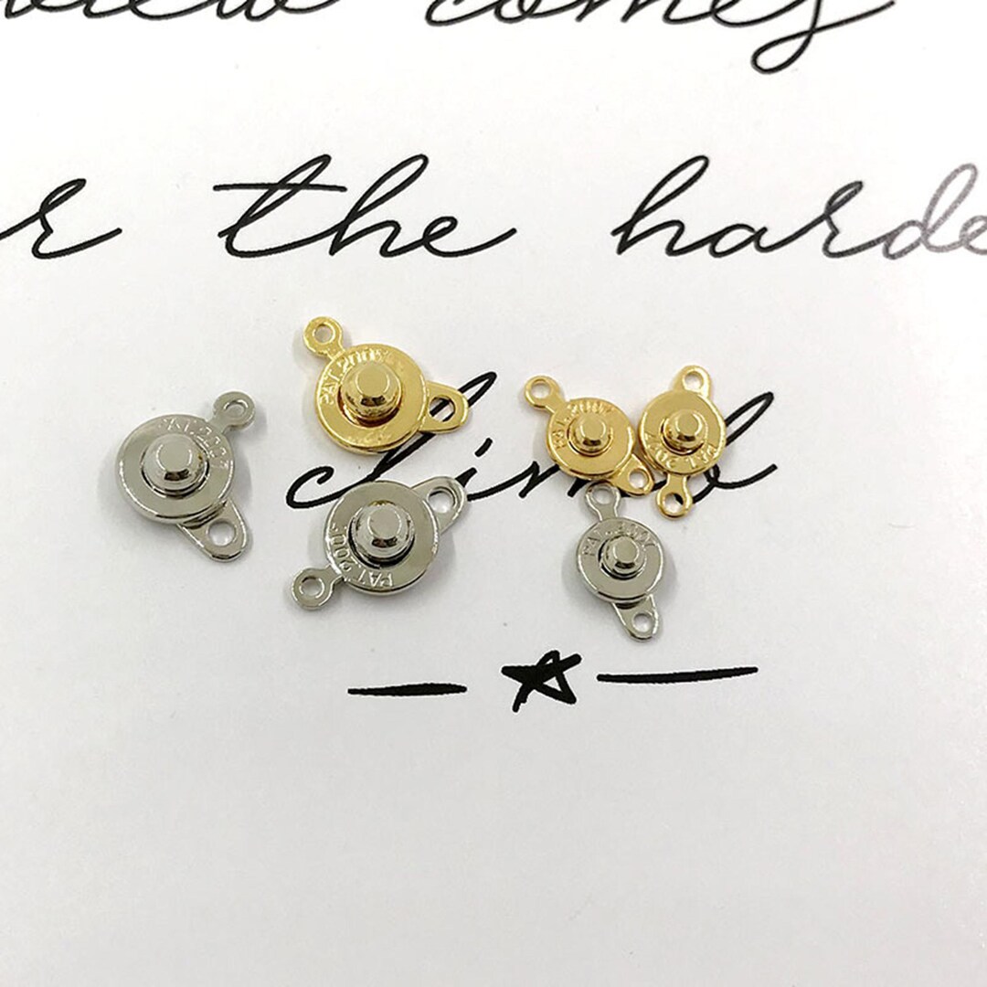 14K Gold Plated Snap Clasp, Gold Tone Ball Socket Clasp, Round Button ...
