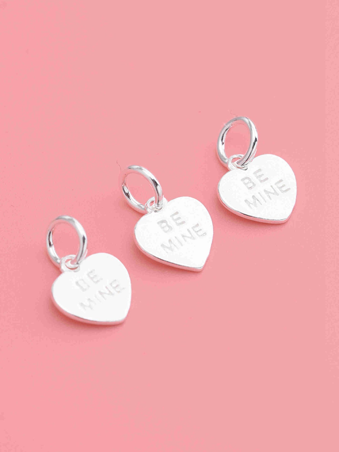Sterling Silver Heart Charm Pendant, Love Bracelet, Sweetheart Necklace ...
