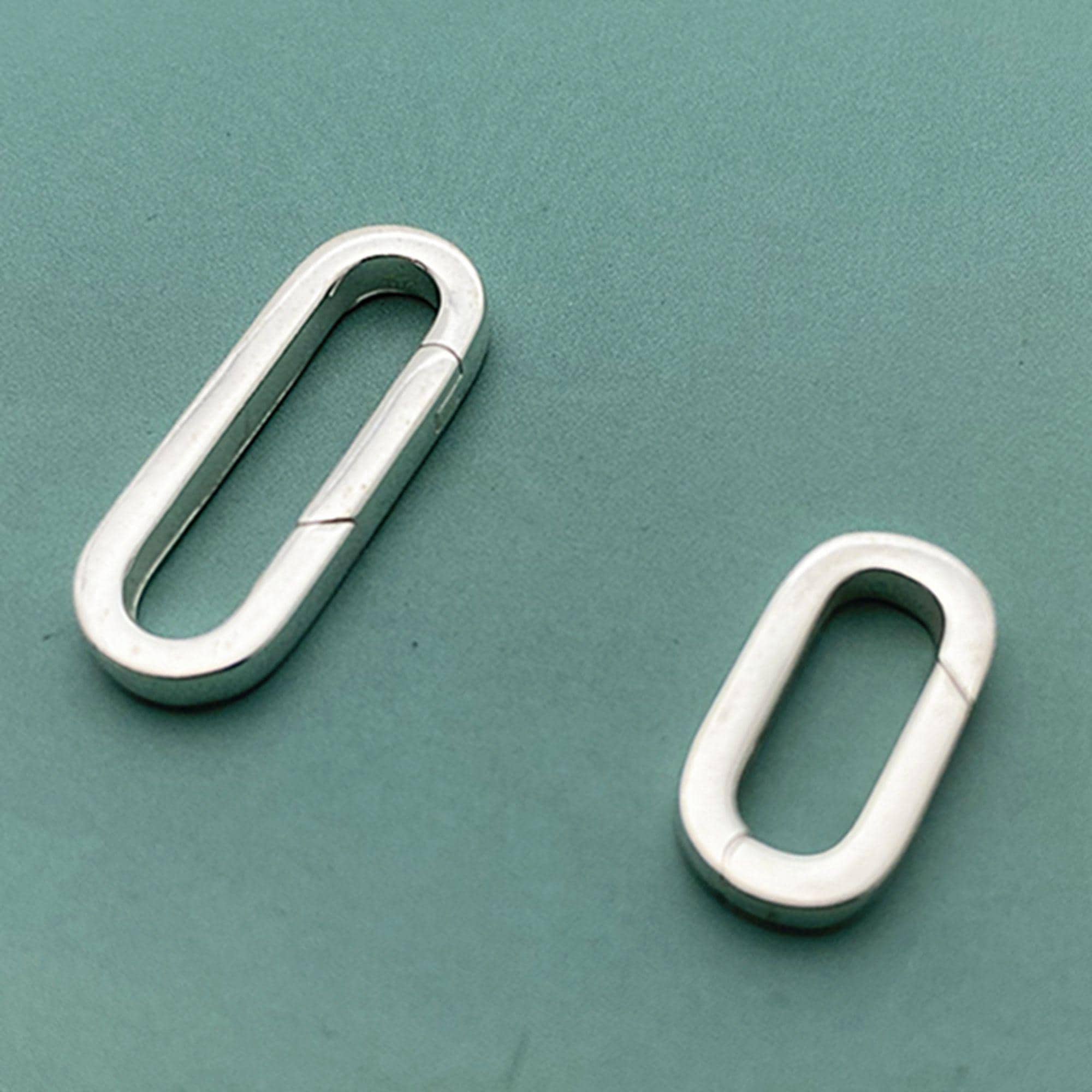 Sterling Silver Oval Hinged Ring Push Gate Clasp, S925 Silver Spring ...