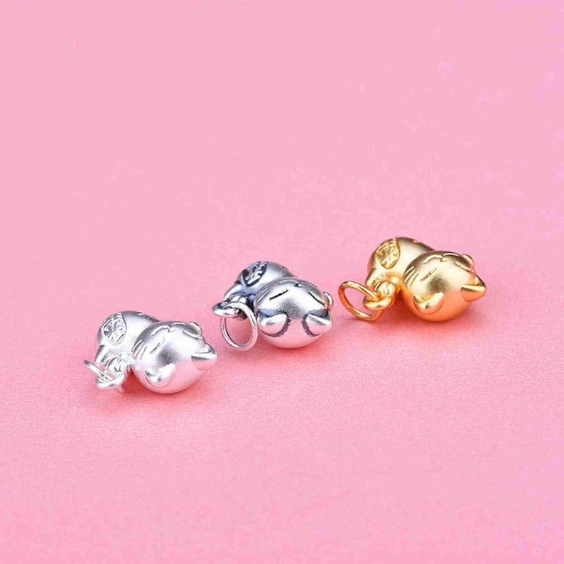 Sterling Silver Cat Charm, S999 Silver Cat Charm for Jewelry Making ...