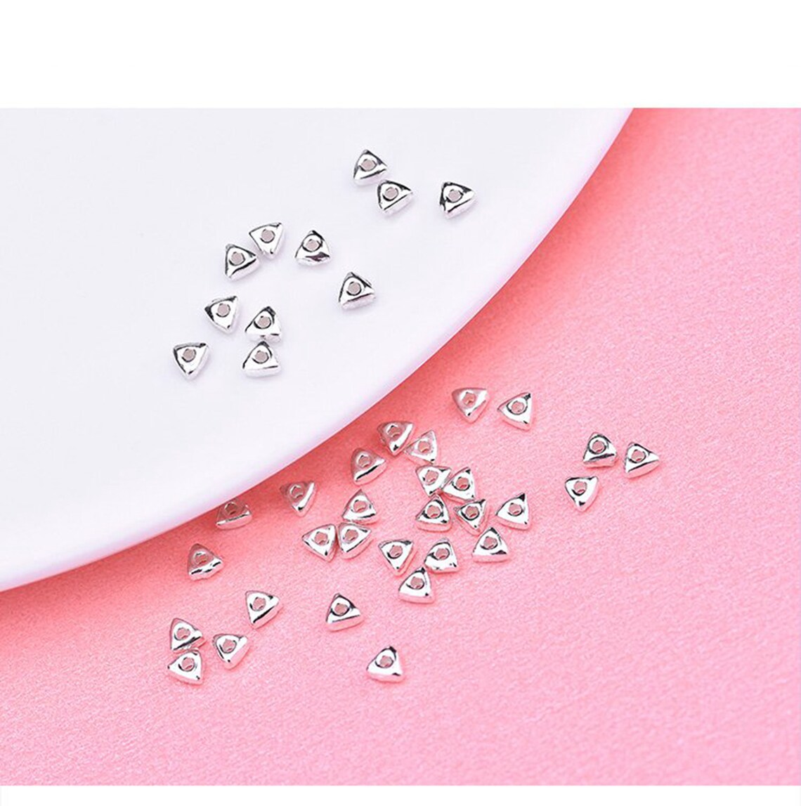 Sterling Silver Triangle Beads, Tiny Bead, Triangular Bead, Geometric ...