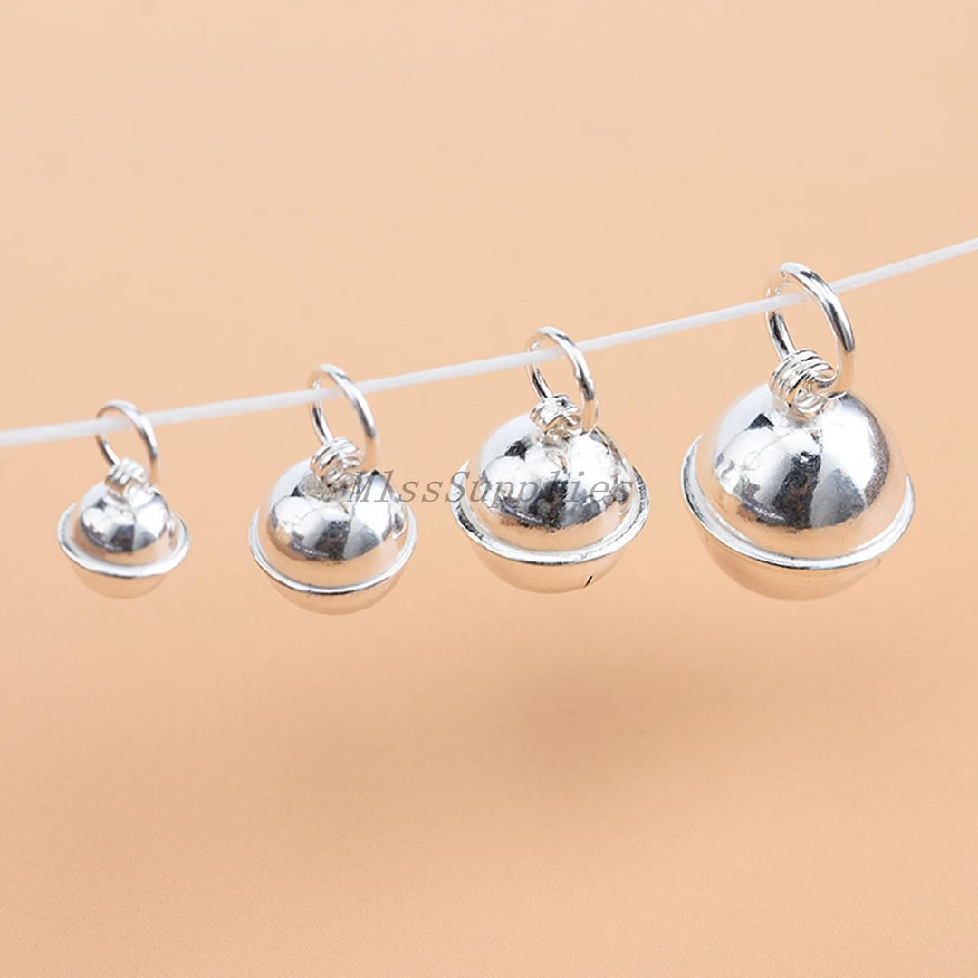 Sterling Silver Bell Charm, S990 Silver Bell Charm for Jewelry Making ...