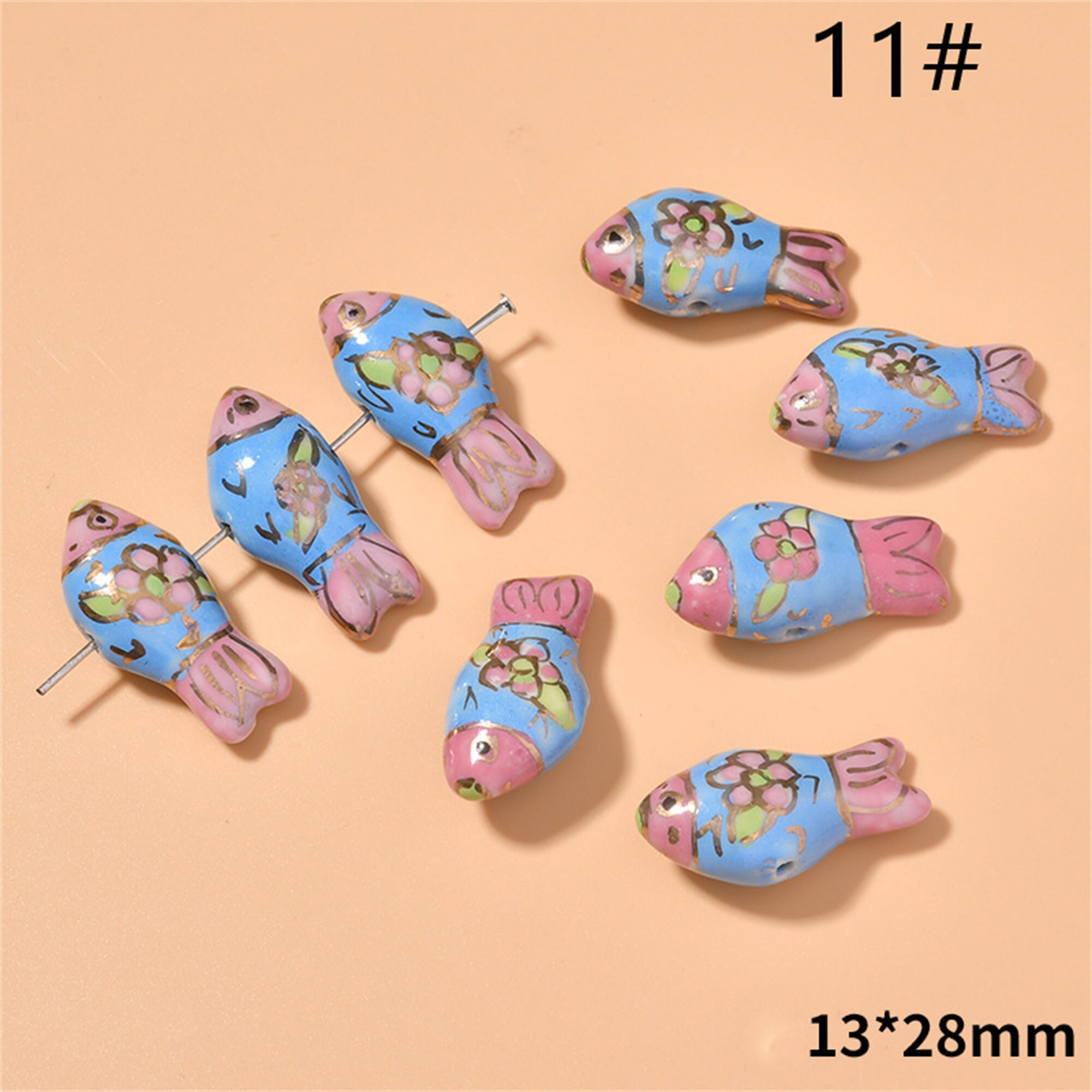 Colorful Ceramics Fish Beads, Sea Life Bead, Ocean Bead, Marine Bead ...