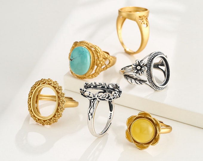 Sterling Silver Ring Setting S925 Silver Oval Bezel Cup - Etsy