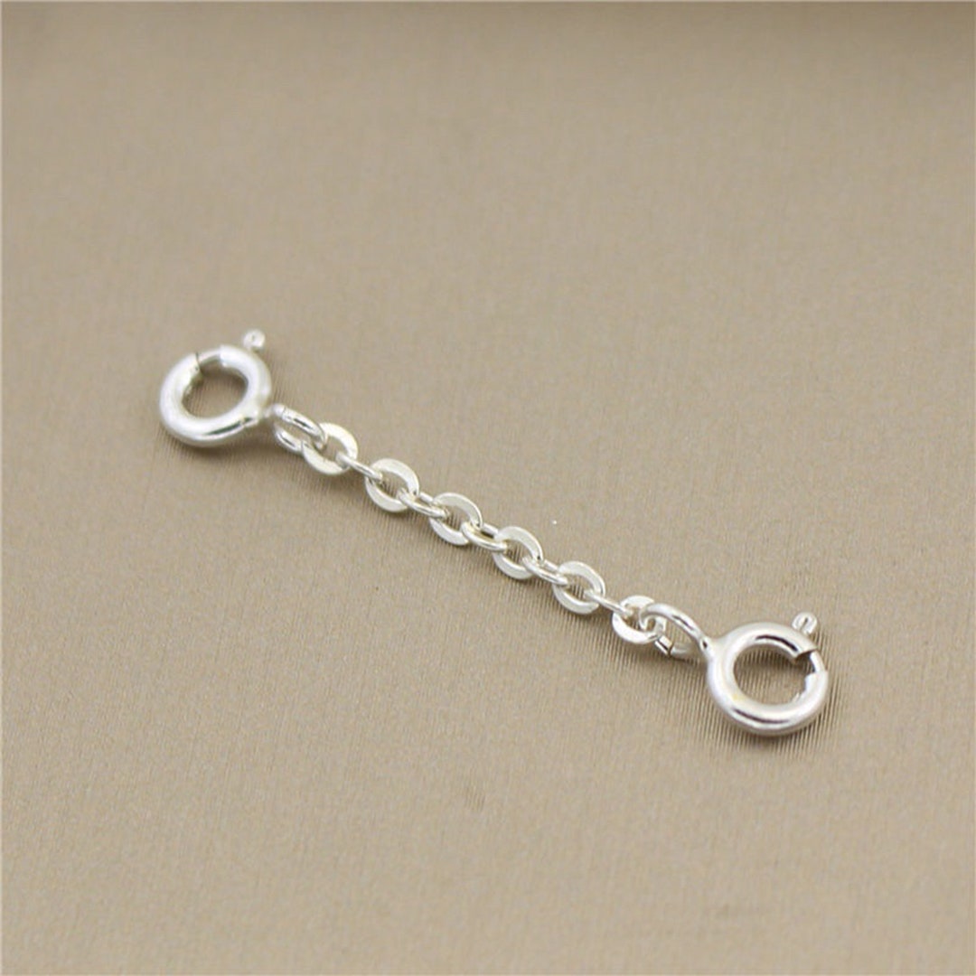 Sterling Silver Cable Chain Extensions With Spring Clasp, 925 Silver ...
