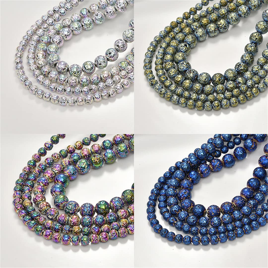 Natural Volcanic Lava Round Beads Full Strands, Genuine Natural Bead ...