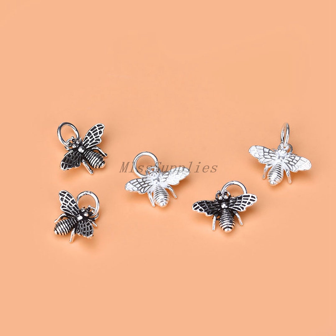 Sterling Silver Bee Charm Pendant, Bumble Bee Bracelet, Honeybee ...