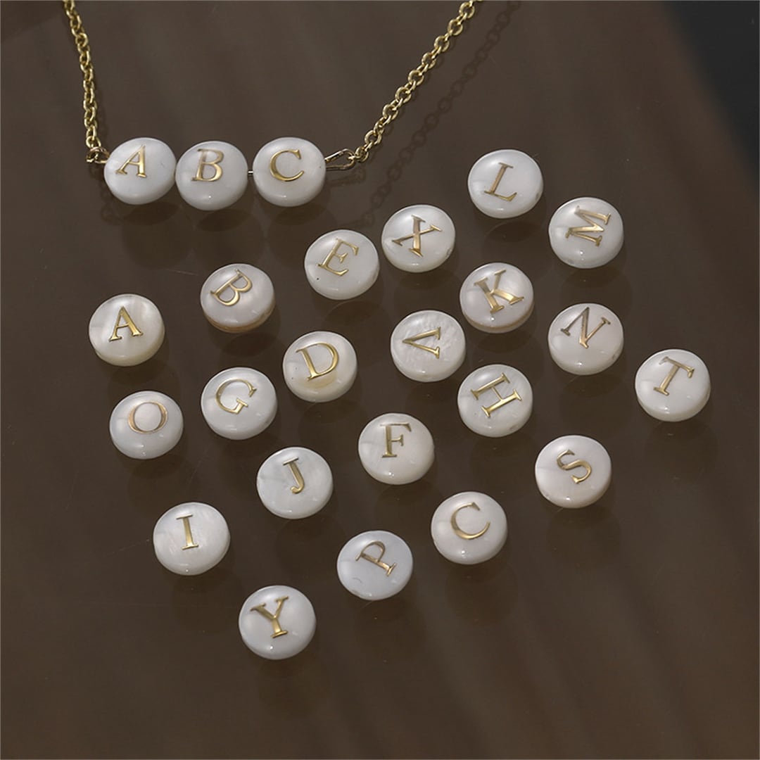 Shell Letter Beads, Alphabet Bead, Initial Bead, Uppercase Bead, Name ...