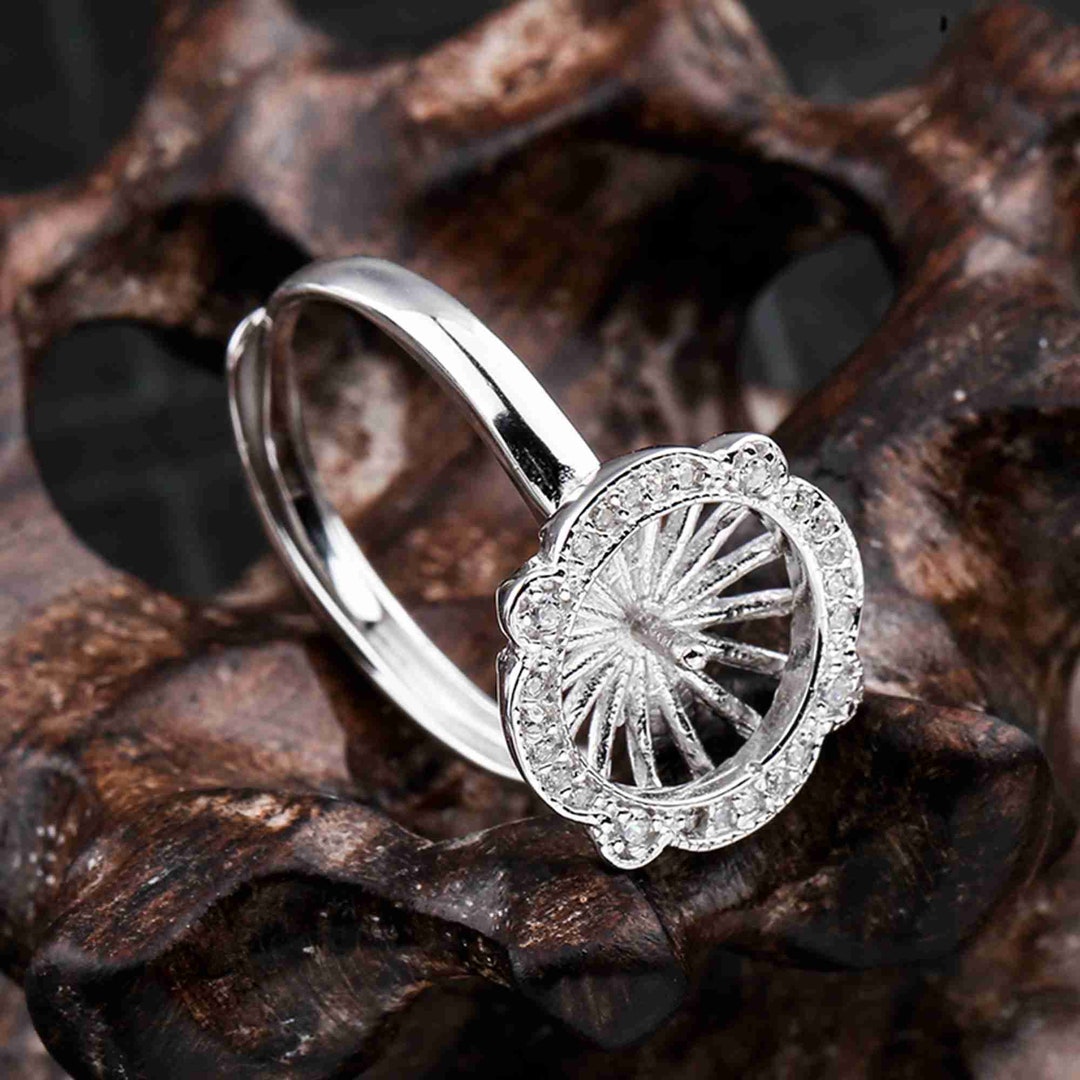 Sterling Silber Blumen Ring Fassung, s925 Silber runde Fassung Fassung ...