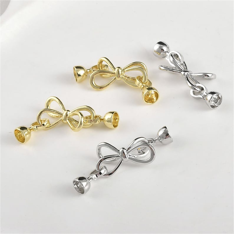 14K Gold Plated Pearl Clasp With Cord End Cap, Gold Tone Pearl Clasp ...