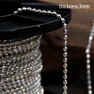 Sterling Silver Faceted Ball Chain, S925 Silver Faceted Ball Chain for ...