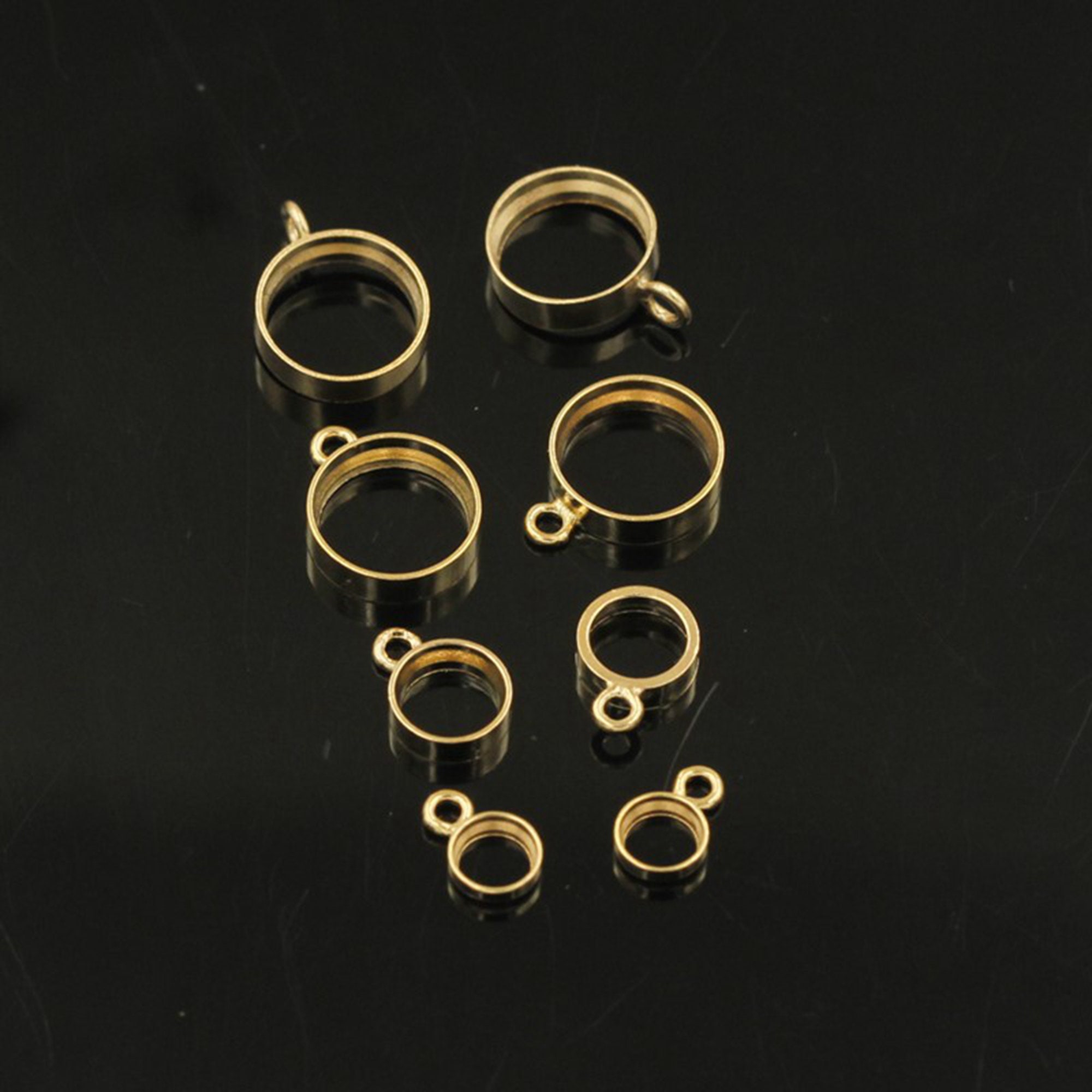 14K Gold Filled Bezel Connectors, Gold Filled Stone Setting Connector ...