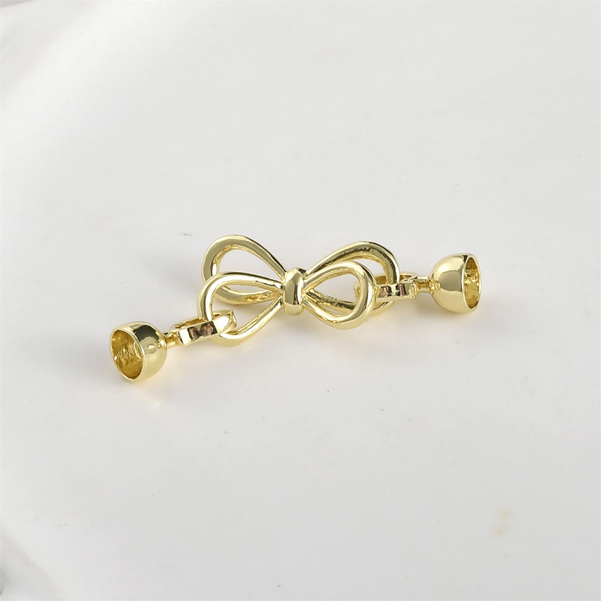 14K Gold Plated Pearl Clasp With Cord End Cap, Gold Tone Pearl Clasp ...