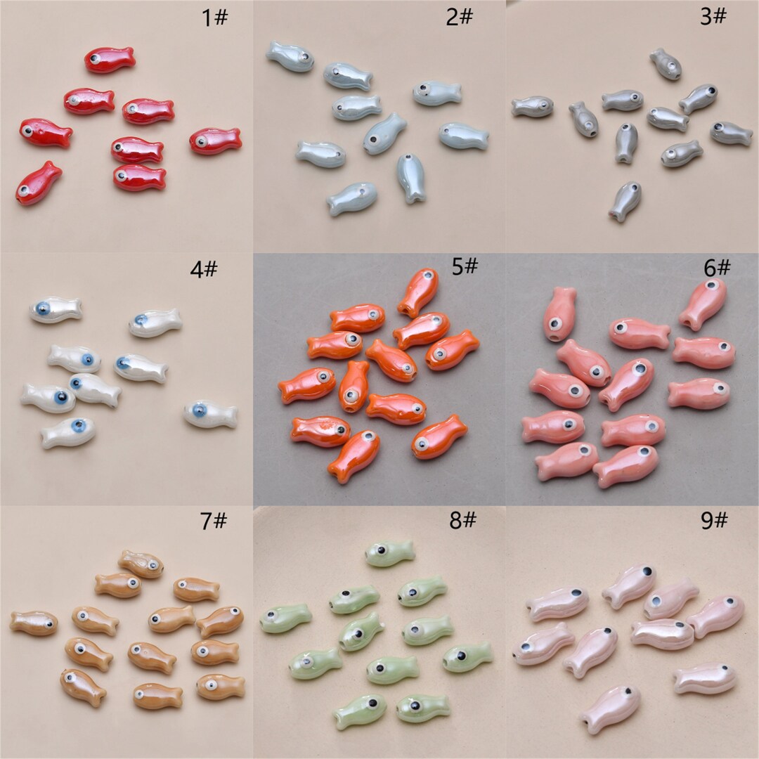 Colorful Ceramics Fish Beads, Sea Life Bead, Ocean Bead, Marine Bead ...