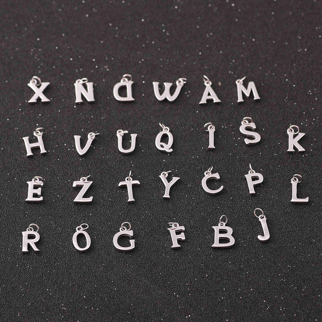 Sterling Silver Letter Charm Pendant, Alphabet Bracelet, Initial ...