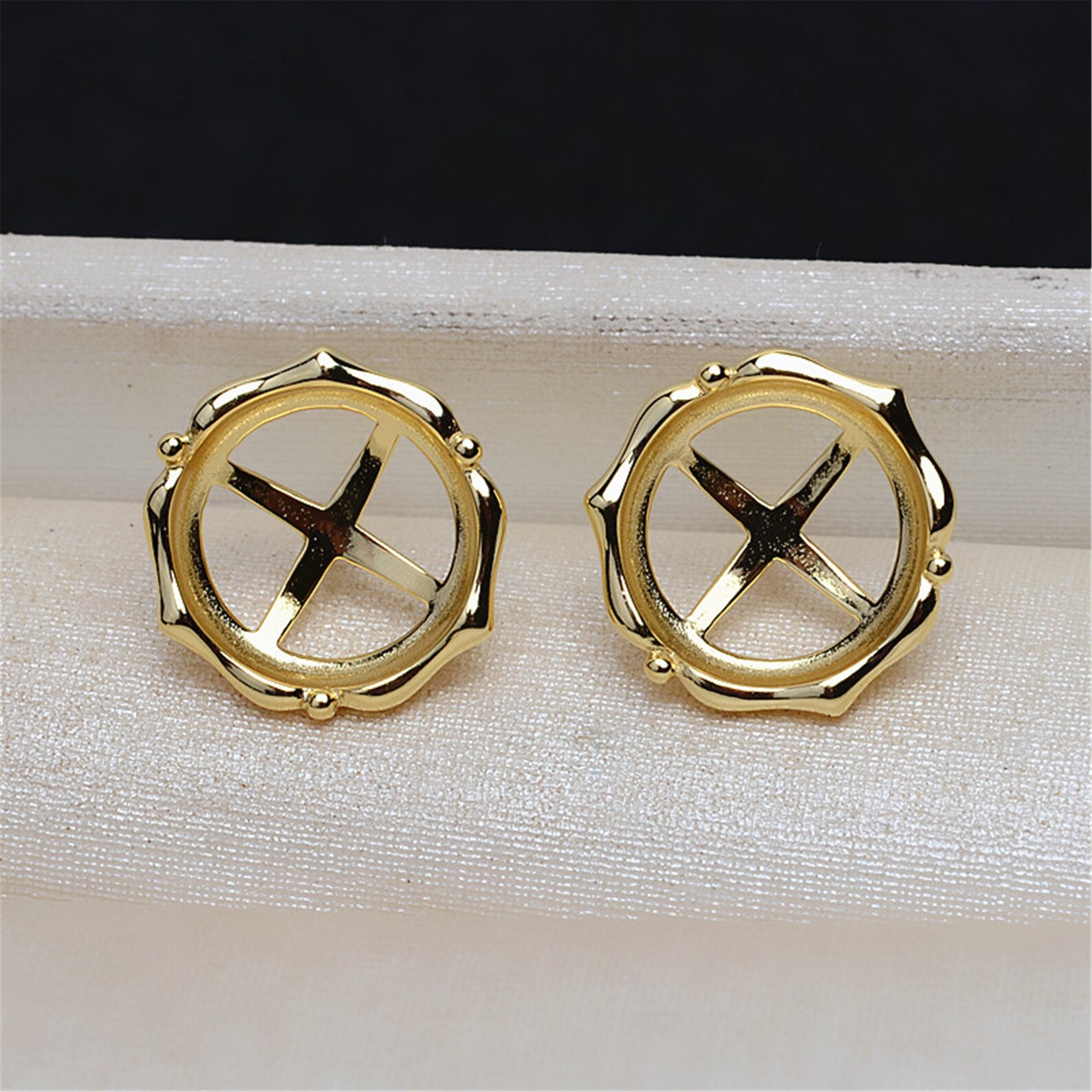 Sterling Silver Plain Earring Settings, S925 Silver Round Post Earring ...