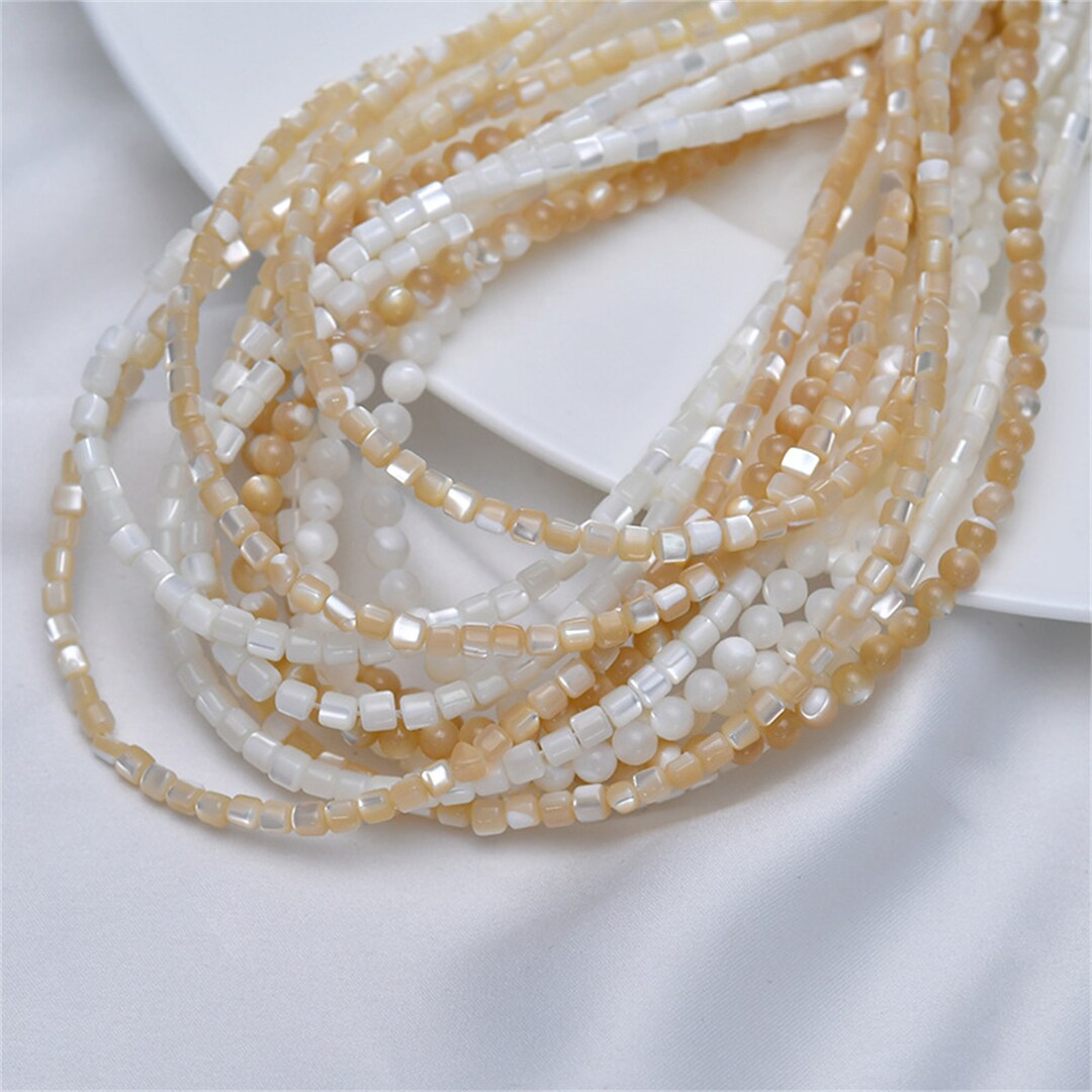 Natural Mother of Pearl Shell Beads Full Strands, Natural Round Shell ...