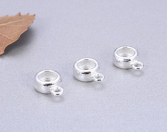 Sterling Silver Plain Earring Settings, S925 Silver Round Post Earring ...