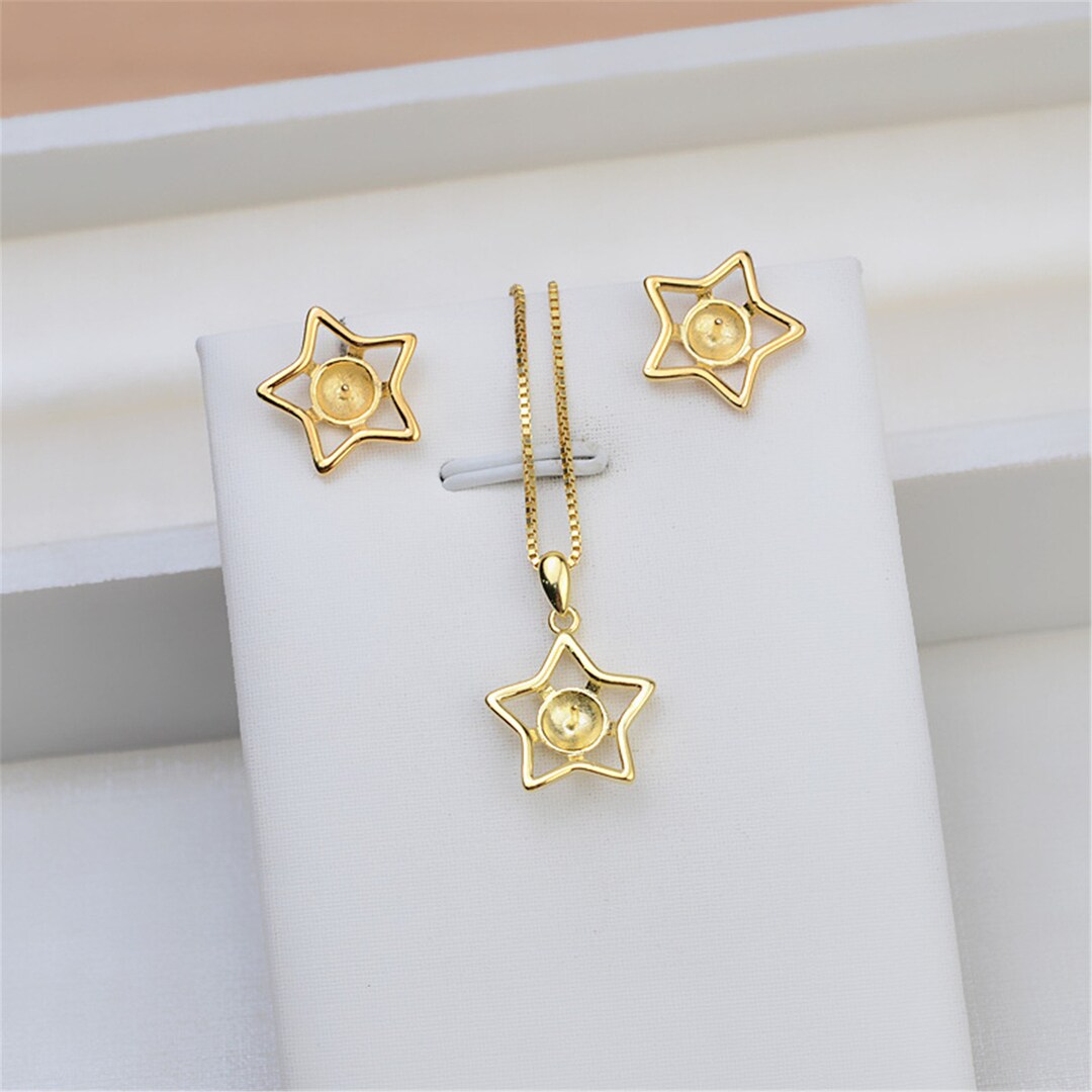 Sterling Silver Star Setting, Star Pendant/ Post Earrings Setting ...