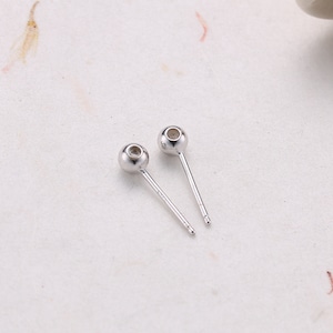 Sterling Silver Silicone Ear Posts, S925 Silver Ball Post Earring 3mm ...