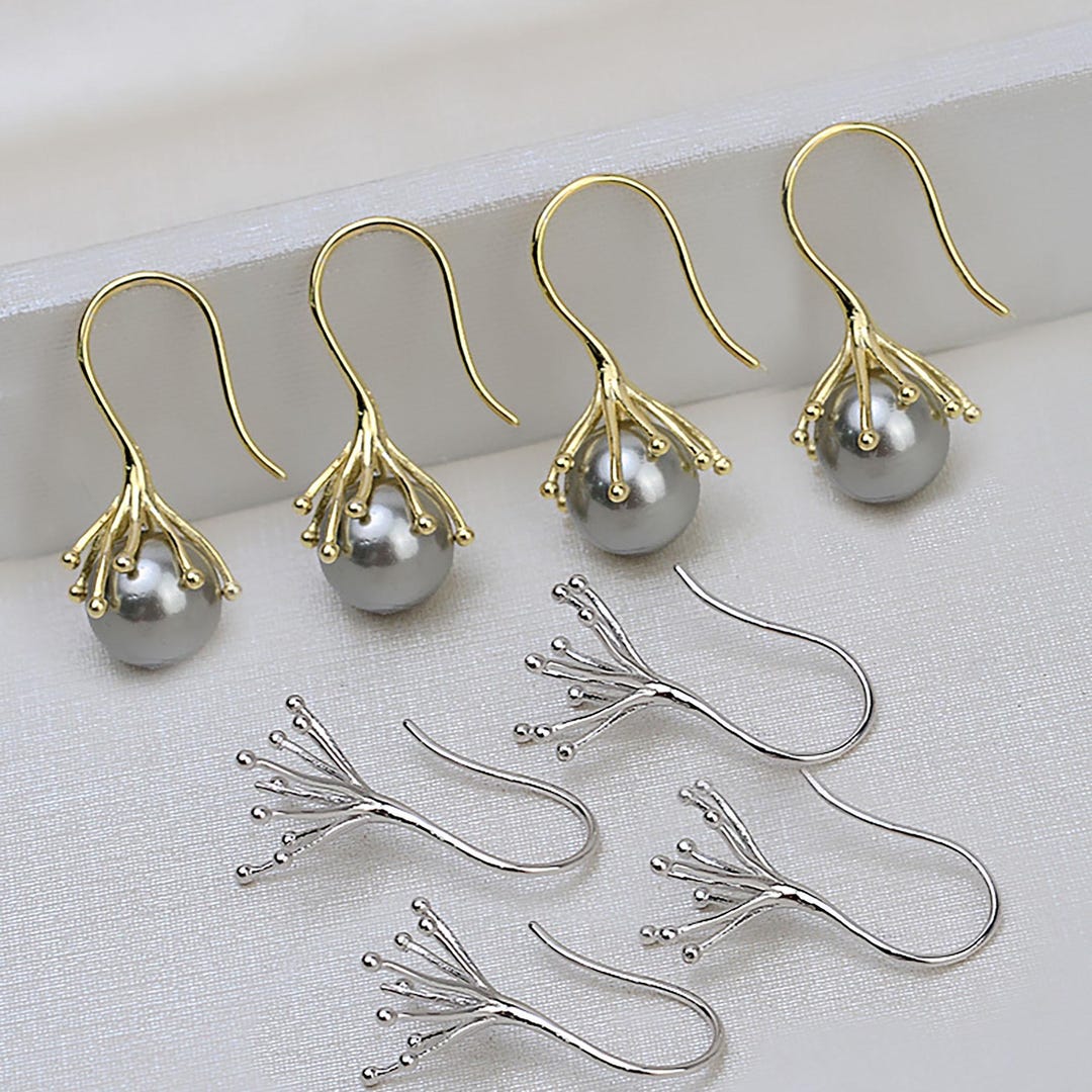Sterling Silver Earring Settings, Silver Claw Hook Earrings, Earring ...
