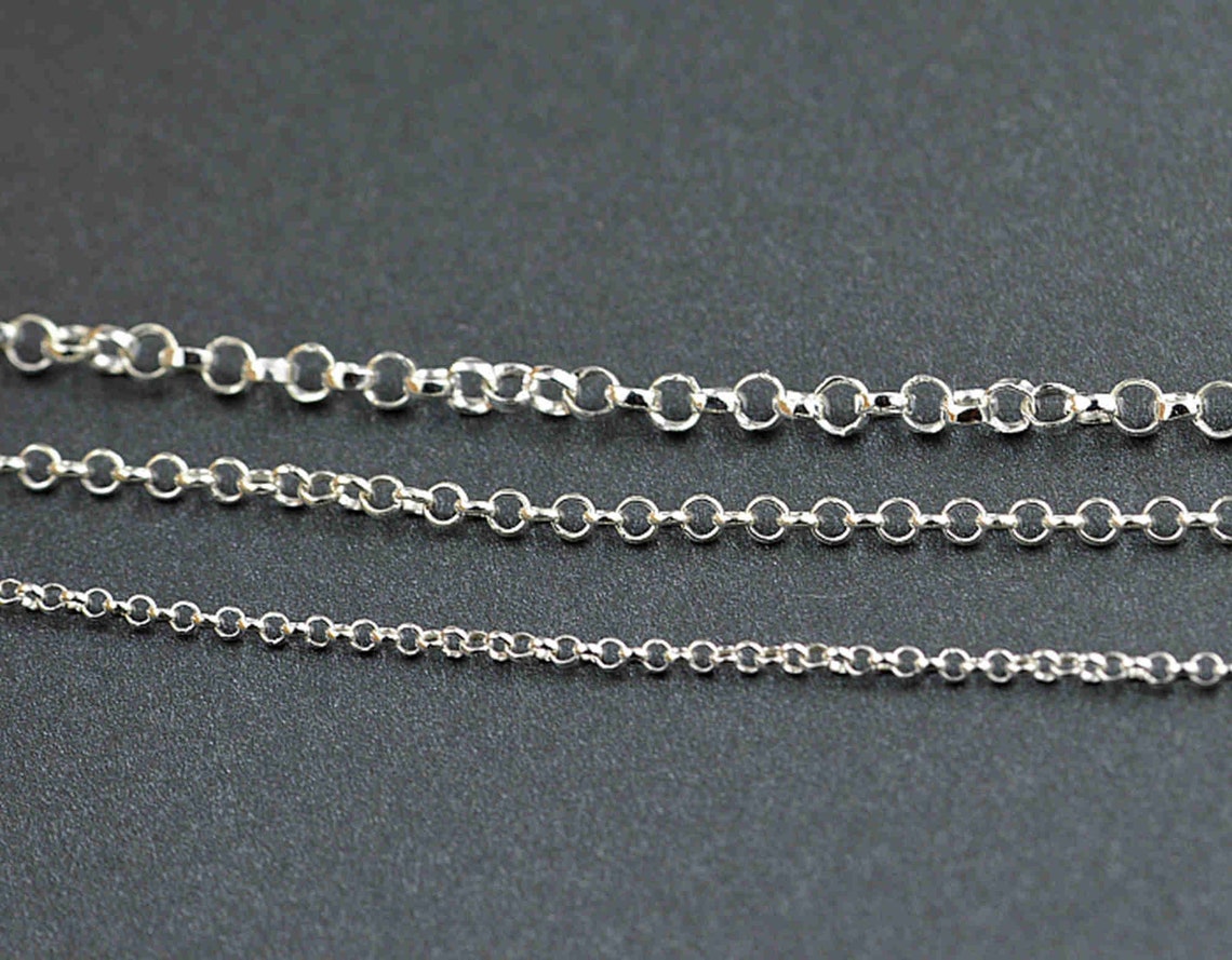 Sterling Silver Oval Rolo Chain S925 Silver Oval Belcher - Etsy