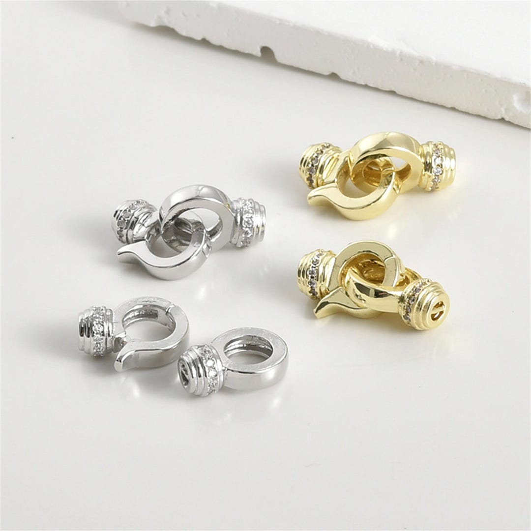 14K Gold Plated CZ Round Clasp,circle Clasp,trigger Clasp for Jewelry ...