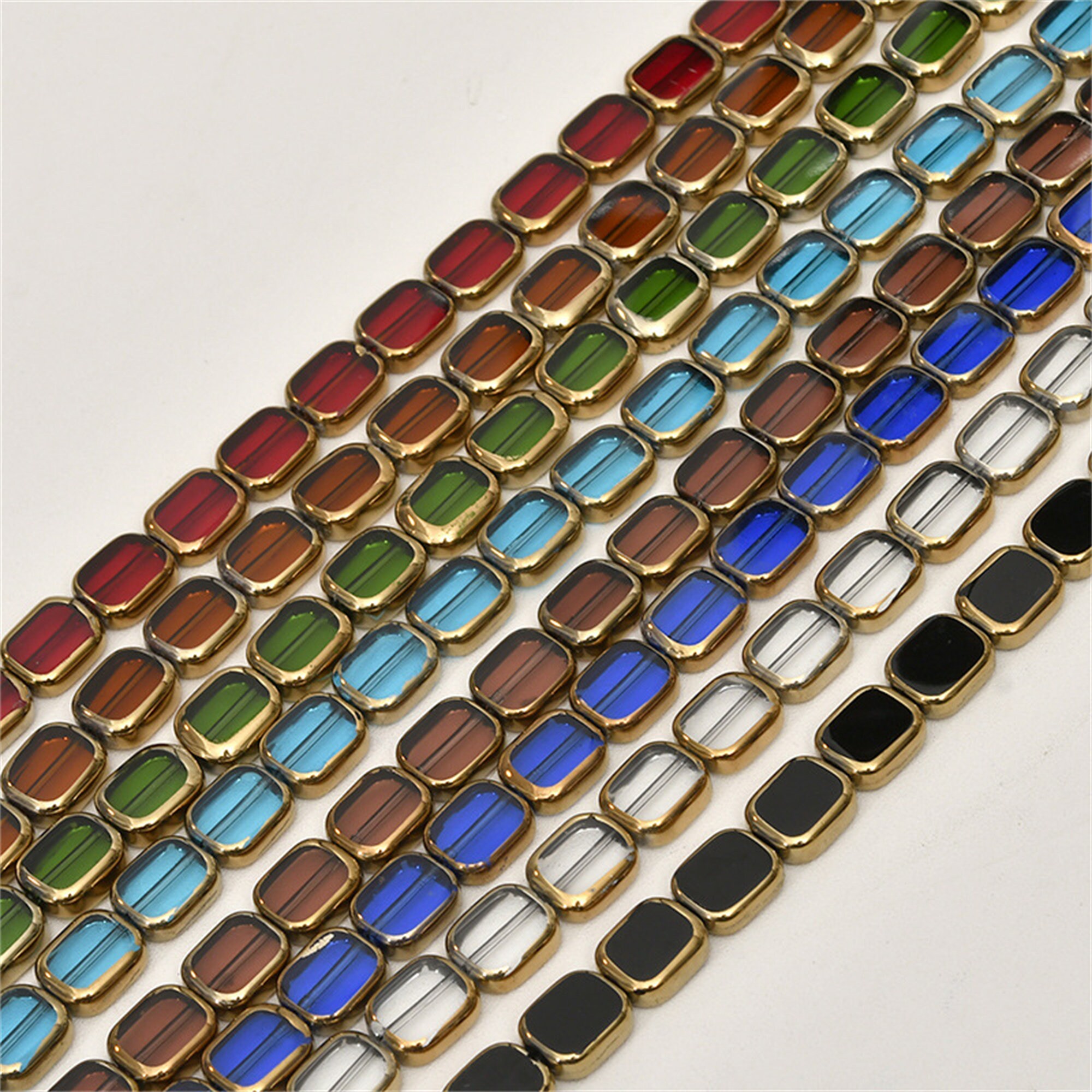 Glaze Rectangle Beads With Gold Plated Edge, Rectangular Beads ...