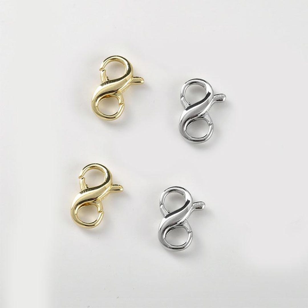 14K Gold Plated Double Lobster Clasps, Gold Tone Infinite Symbol ...