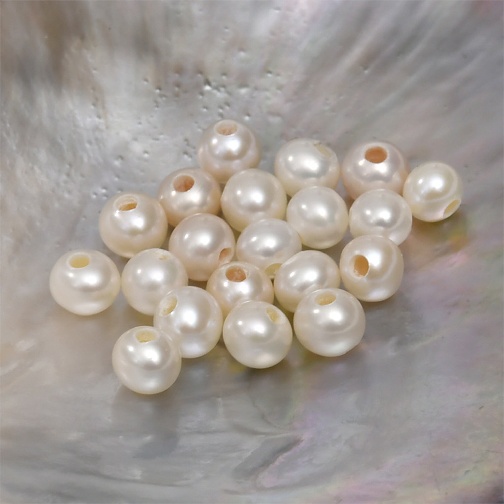 Genuine Natural Freshwater Round Pearls Beads , Freshwater Pearl ...