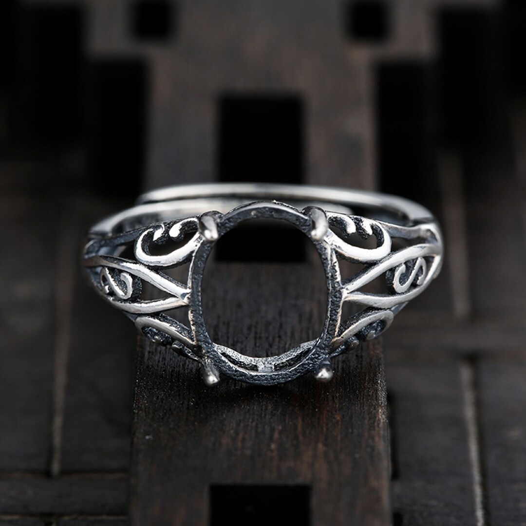 Sterling Silver Ring Setting, S925 Silver Oval Bezel Cup Setting ...
