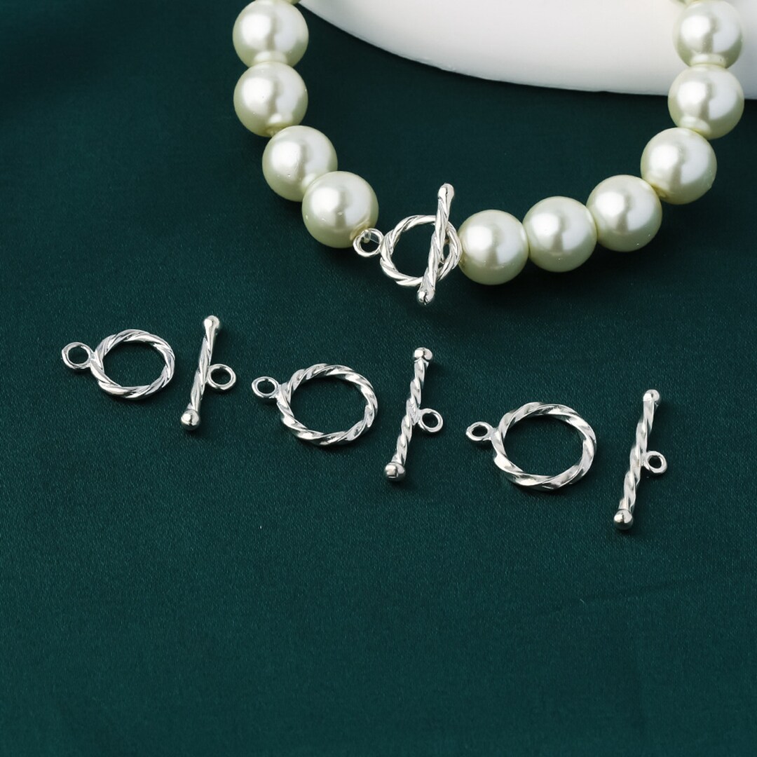 Sterling Silver Twist Toggle Clasps, Twist Tube Toggle Clasp, Silver ...