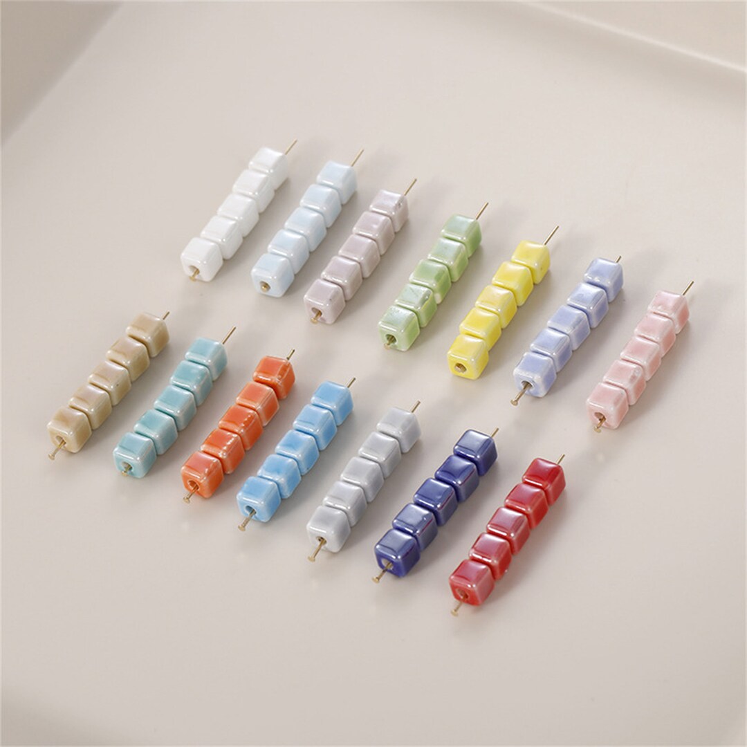 Porcelain Square Beads, Ceramic Block Beads, Colorful Square Ceramic ...