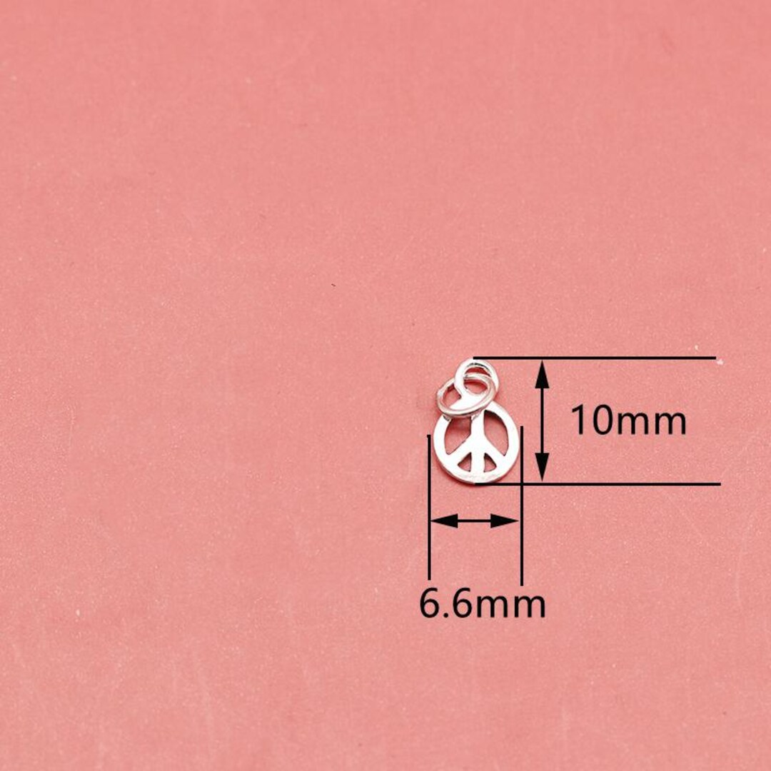 Sterling Silver Peace Charm, S925 Silver Peace Symbol Pendant for DIY ...