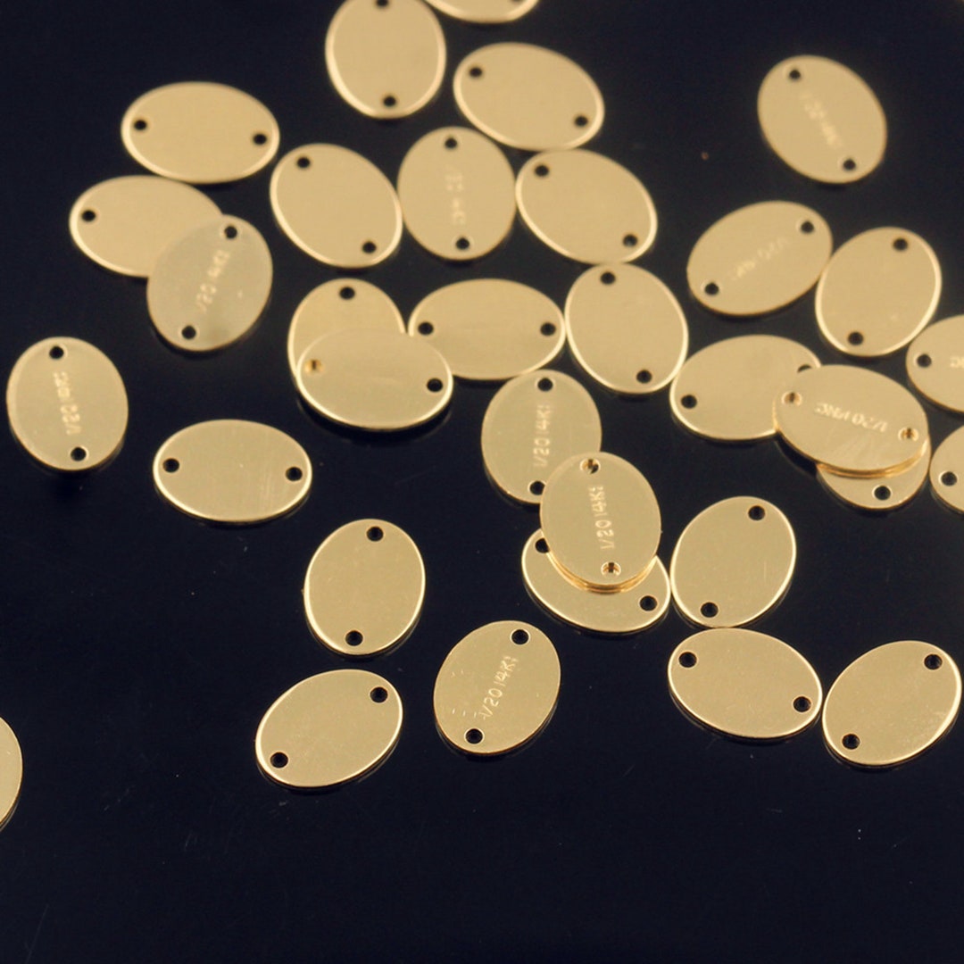 14K Gold Filled Oval Quality Tags With Hole, Gold Filled Oval Quality ...