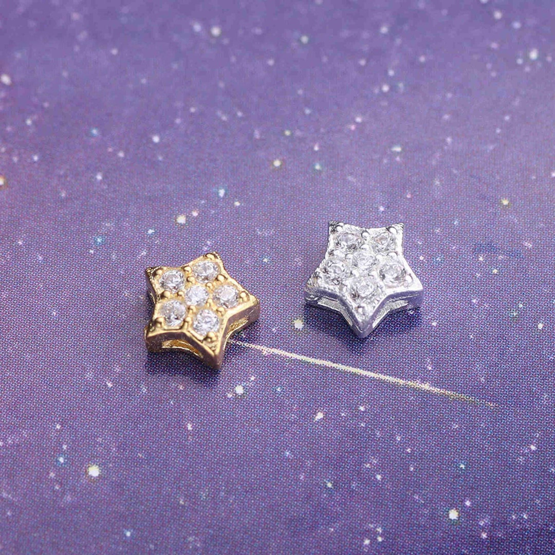 Sterling Silver CZ Star Beads, Celestial Bead, Starry Bead, Night Sky ...