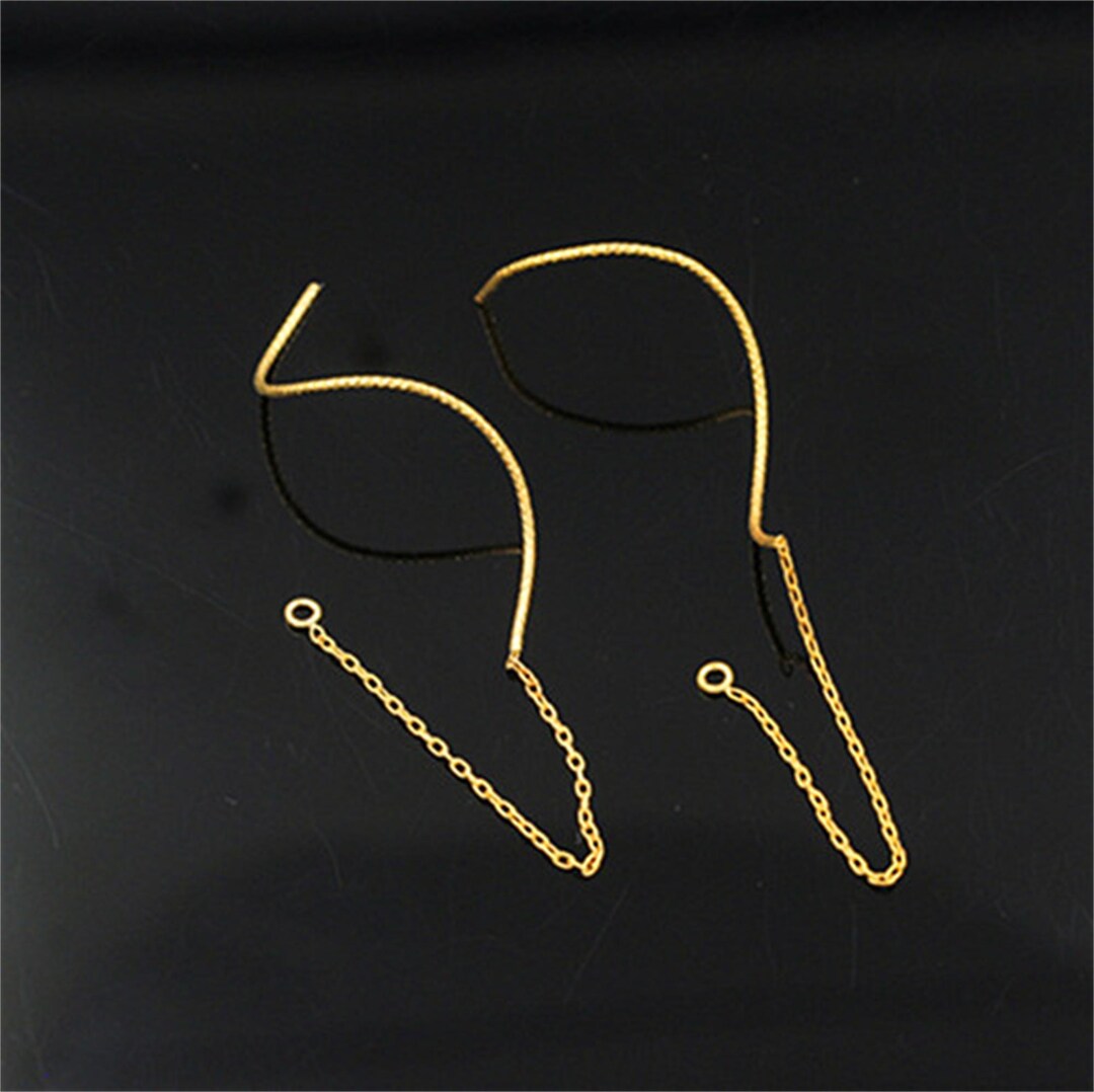 14K Gold Filled Wave Earring Threaders, Gold Filled Ear Threader With ...